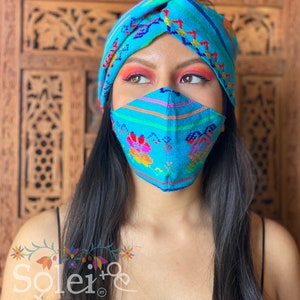 Handmade Embroidered Headband/turban and Face Mask Set. Beautifully ...