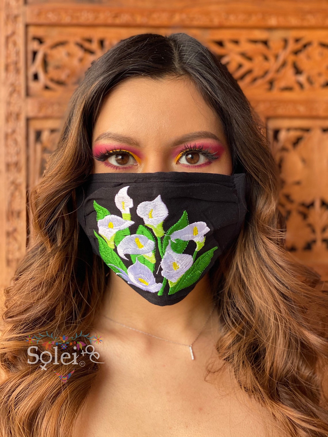 Floral Embroidered Face Masks. Beautiful Alcatraz Flower Face | Etsy