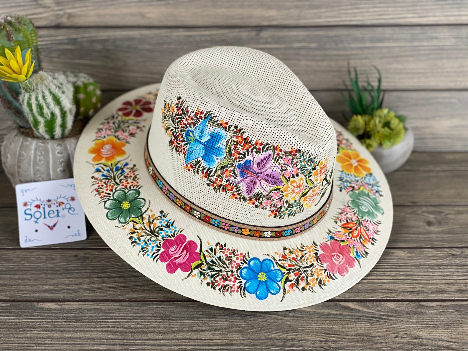 Mexican Artisanal Hat. Hand Painted Hat. Colorful Floral Hat. | Etsy