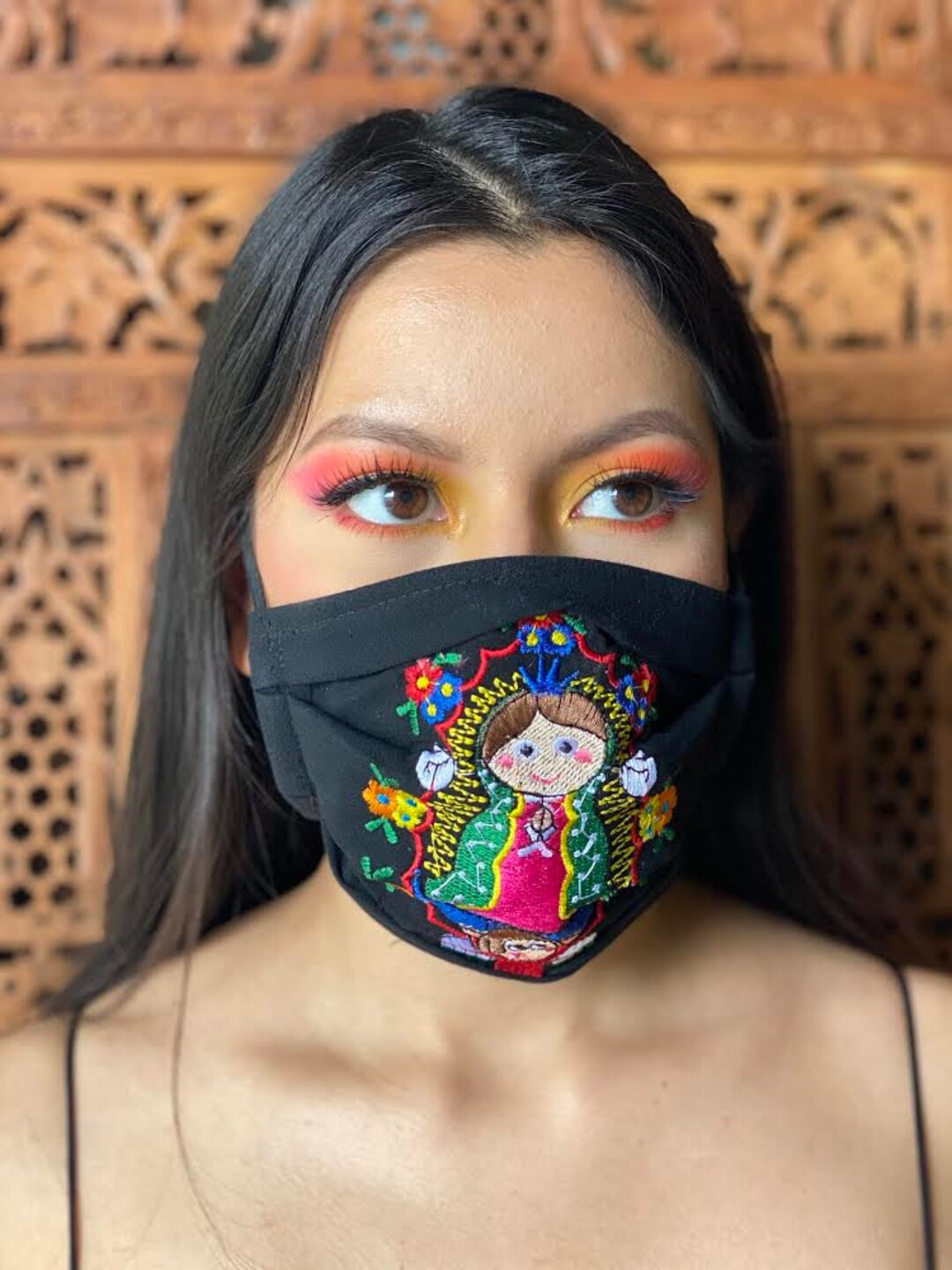 Embroidered Face Masks. Mexican Virgin Mary Face Mask. Reusable Face ...