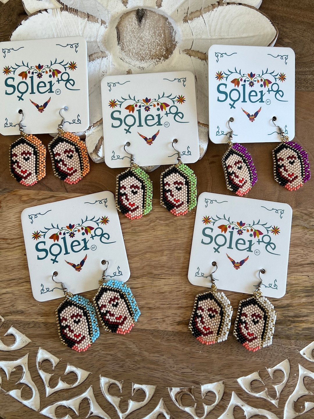 Beaded Artisanal Ethnic Earrings. Beaded Mexican Earrings. Traditional ...