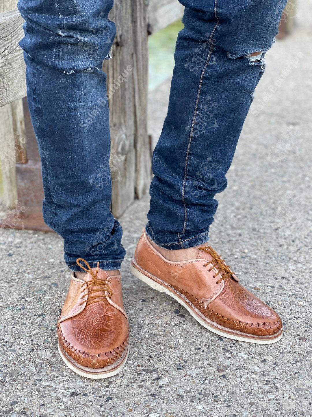 Men’s Artisanal Shoes. Mexican Leather Huarache. Aztec Design Huaraches ...