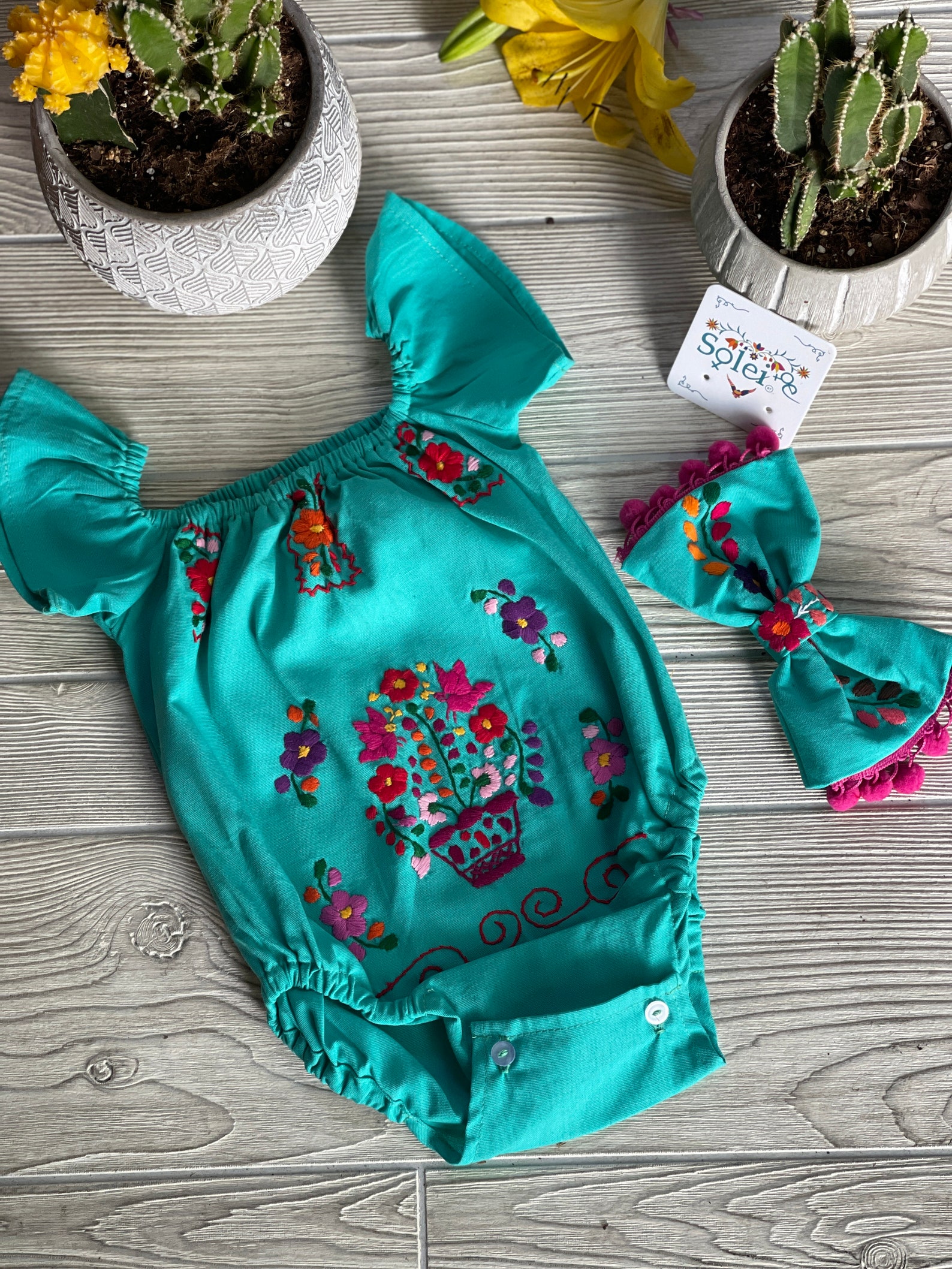 Mexican Traditional Baby Bodysuit. Floral Hand Embroidered Bodysuit ...