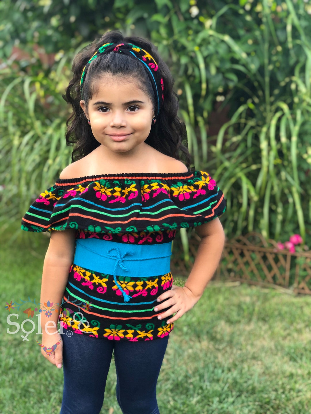 Girls Traditional Mexican Blouse. Multicolor Mexican Top. Traditional ...