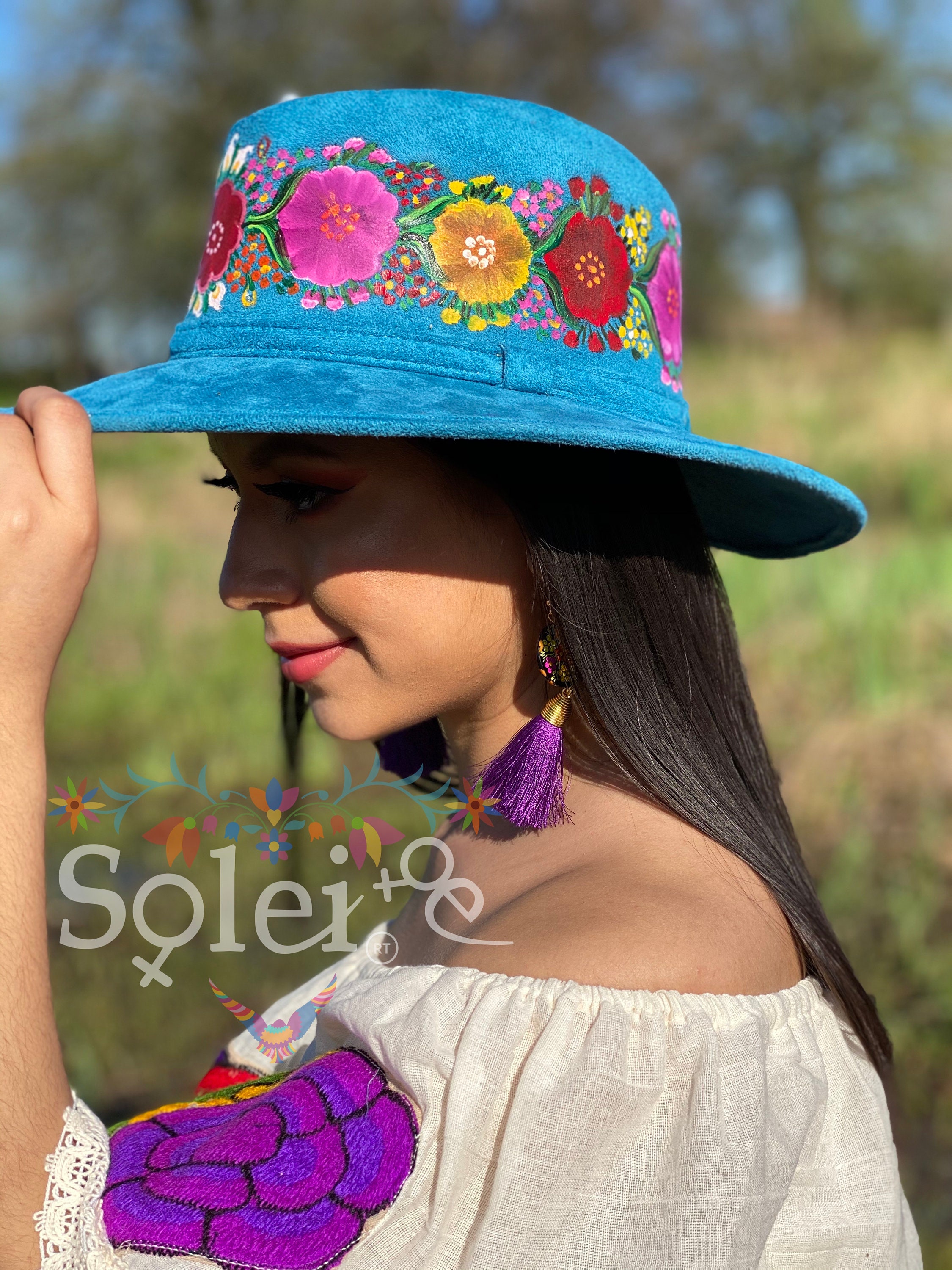 Mexican Artisanal Hat. Hand Painted Sombrero. Colorful Suede Hat ...