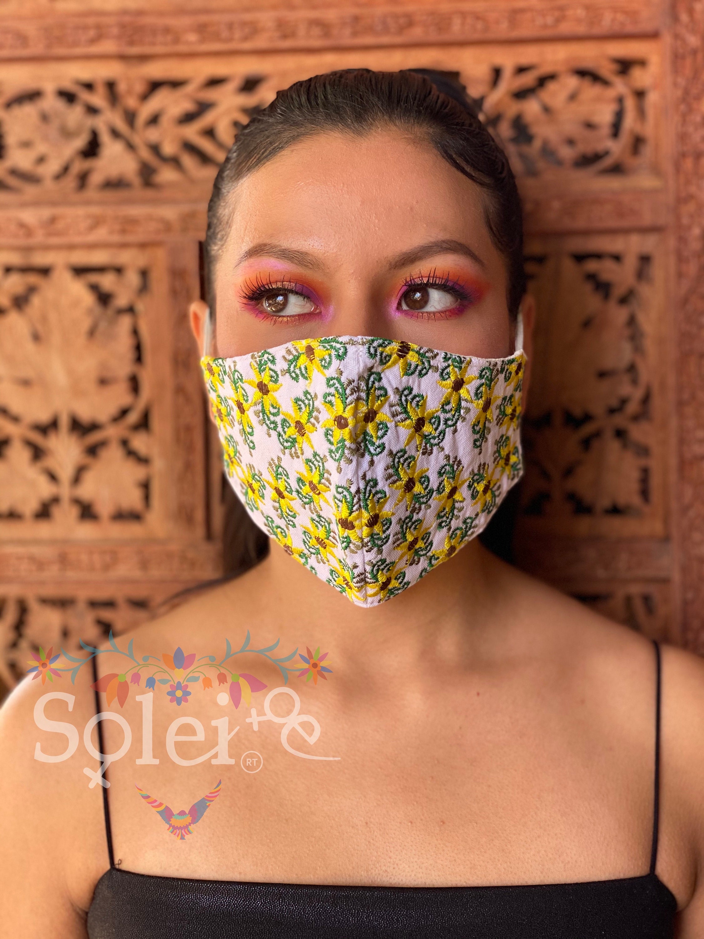 Sunflower Embroidered Face Masks. Floral Face Mask. Reusable - Etsy