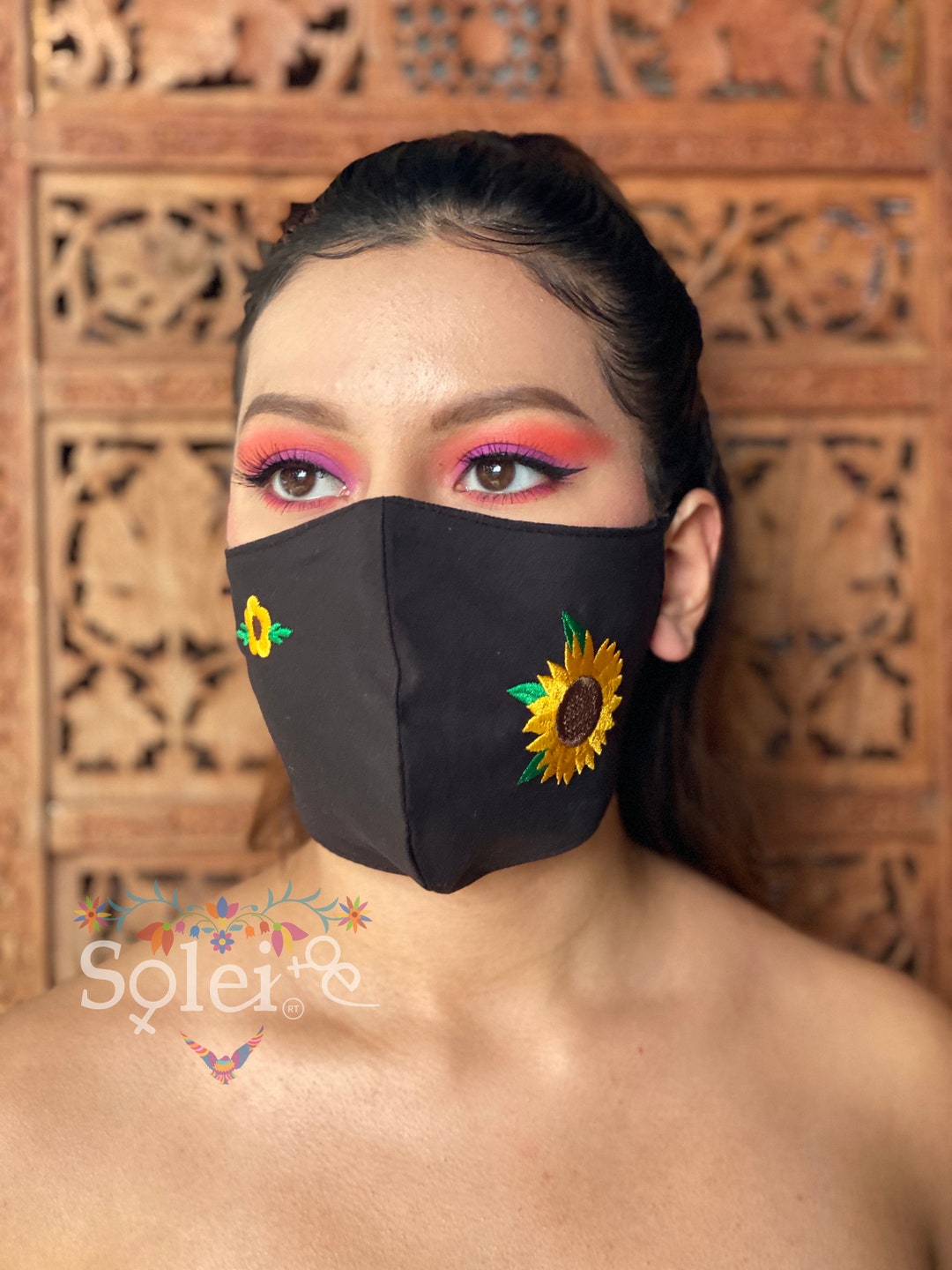 Embroidered Face Masks. Sunflower Face Mask. Reusable Face Mask. Floral ...