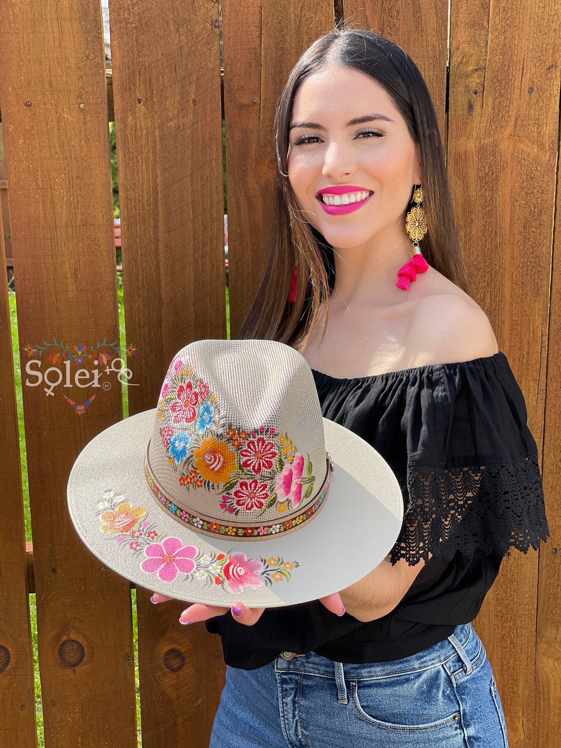 Mexican Artisanal Hat. Hand Painted Hat. Colorful Floral Hat ...