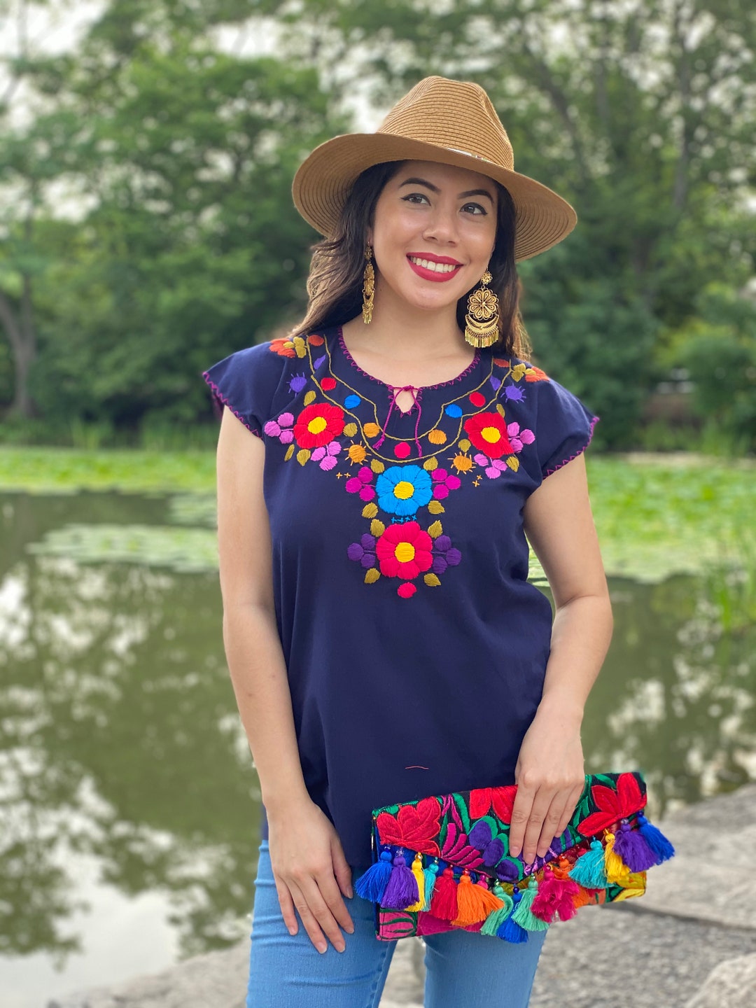 Hand Embroidered Floral Top. Colorful Artisanal Top. Embroidered ...