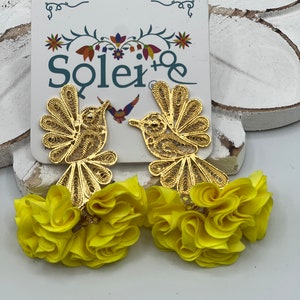 Mexican Filigree Hummingbird Earrings. Gold Plated Filigree. - Etsy