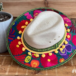 Mexican Palm Hat. Embroidered Hat. Colorful Floral Hat. - Etsy