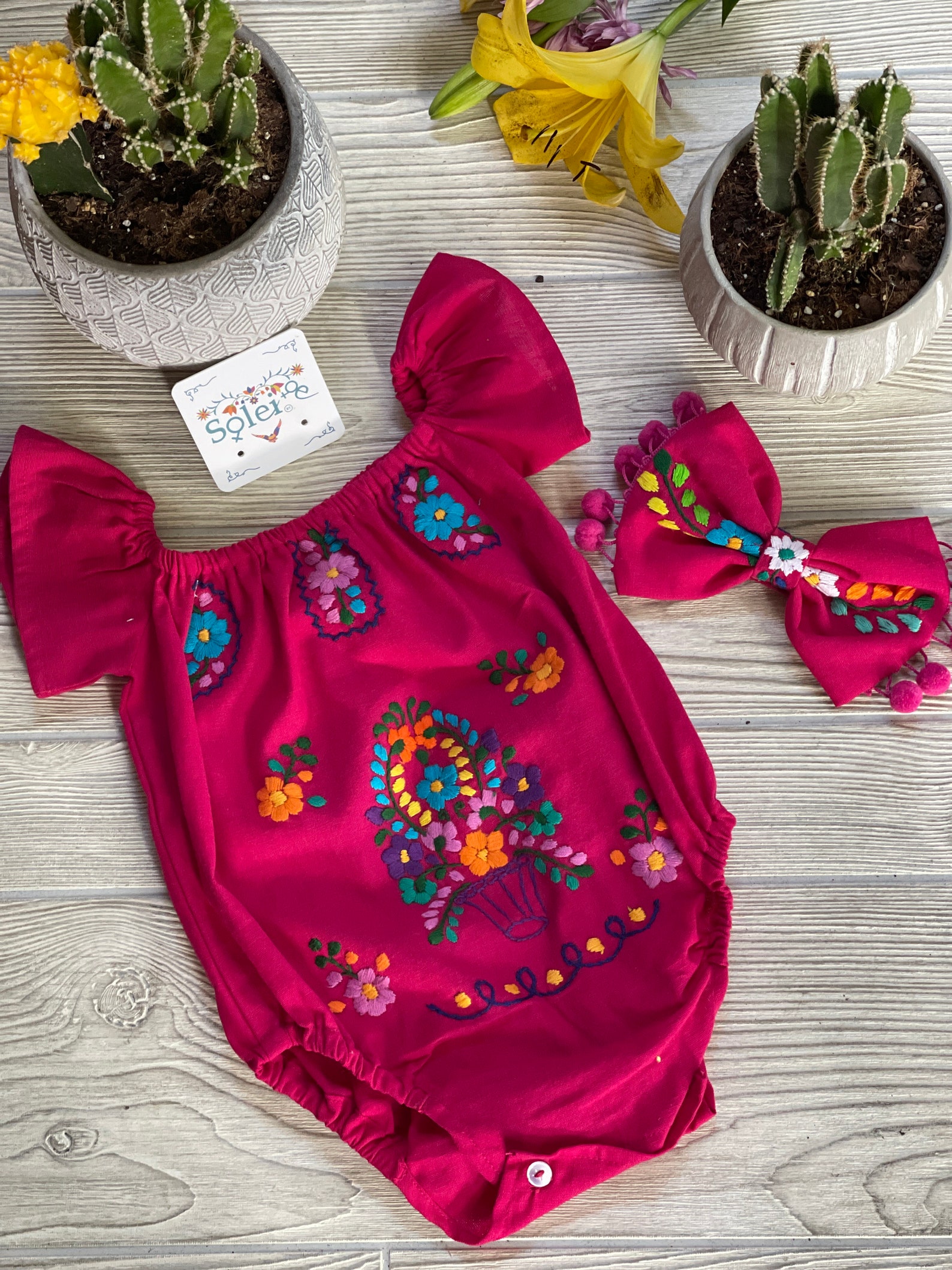 Mexican Traditional Baby Bodysuit. Floral Hand Embroidered Bodysuit ...