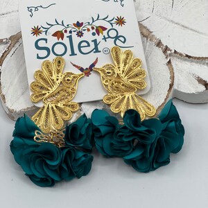 Mexican Filigree Hummingbird Earrings. Gold Plated Filigree. - Etsy