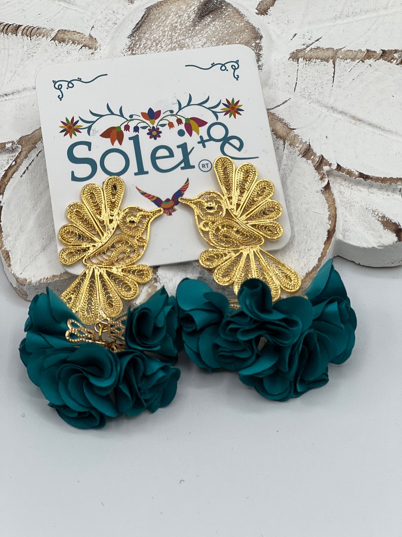 Mexican Filigree Hummingbird Earrings. Gold Plated Filigree. - Etsy