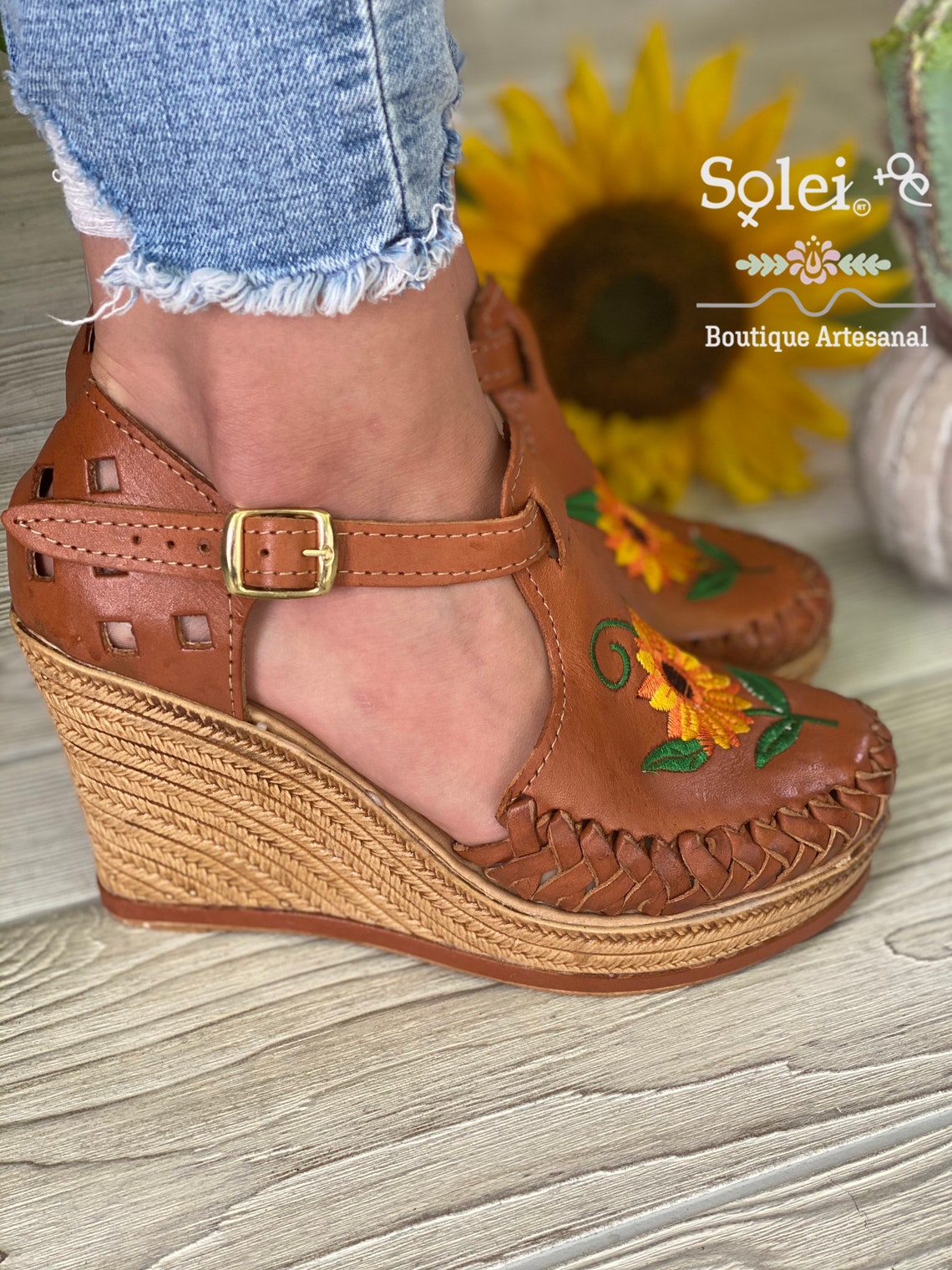 Mexican Wedge Sandal. All Sizes Boho-hippie Vintage. Mexican Leather ...