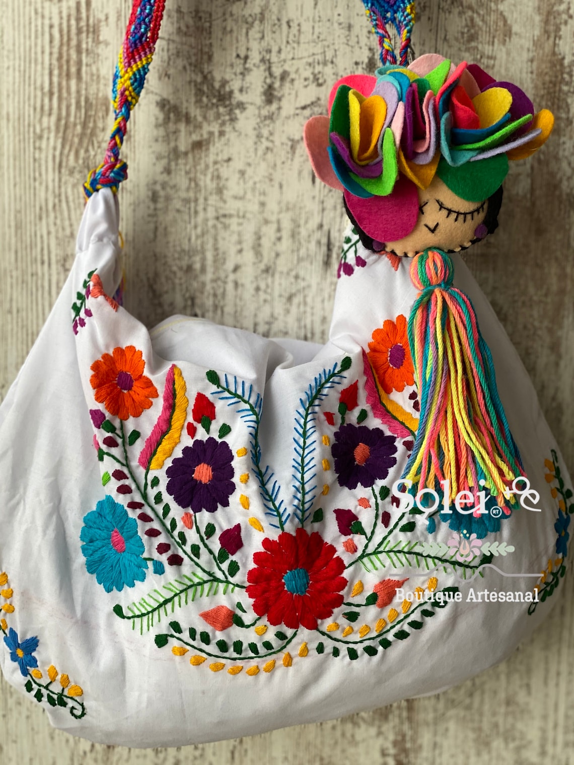 Traditional Embroidered Bag With Tassels. Mexican Morral Bag. Hand ...