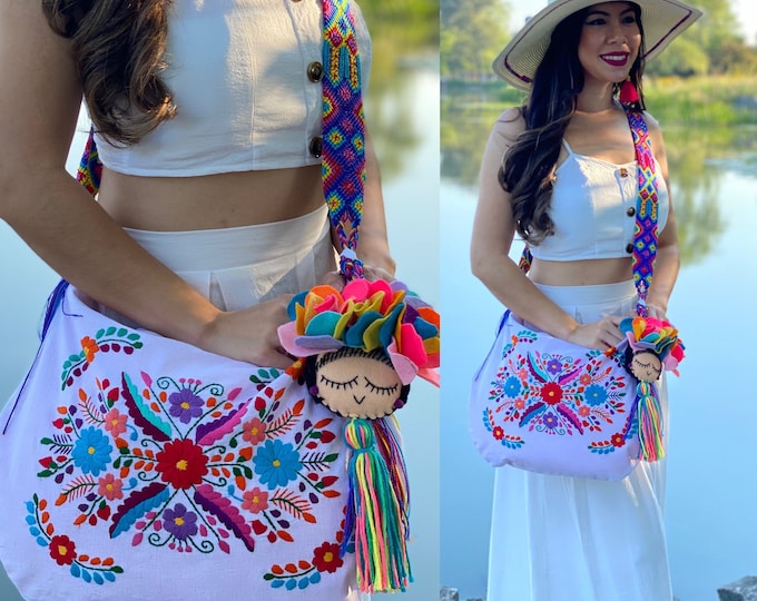 Traditional Embroidered Bag With Tassels. Mexican Morral Bag. - Etsy
