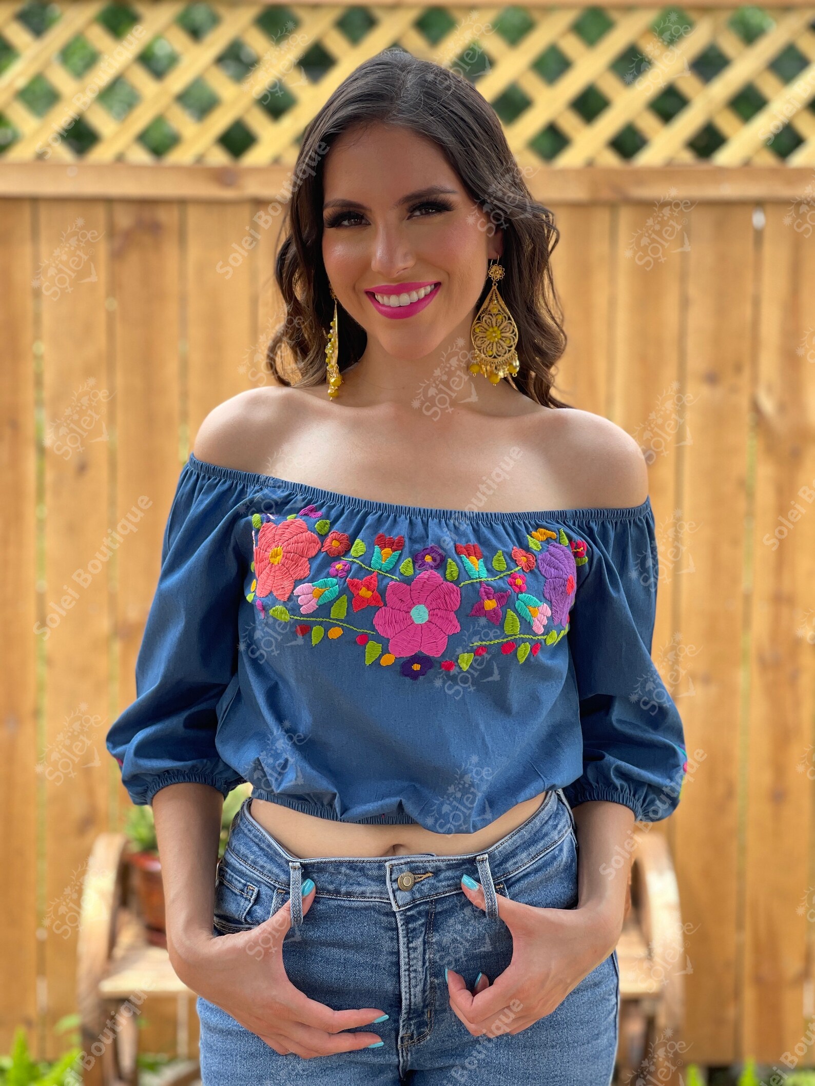 Long Sleeve Crop Top. Mexican Floral Top. Traditional Mexican - Etsy
