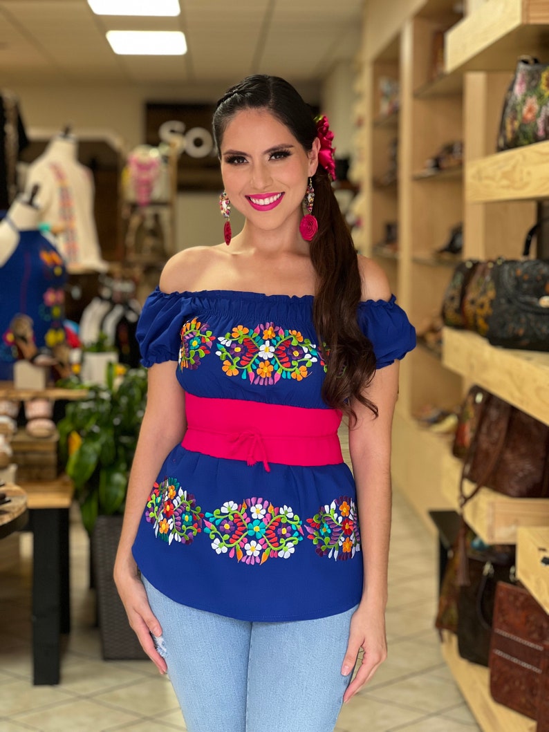 Floral Embroidered Mexican Top. Size S 2X. Typical Mexican - Etsy