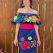 Hand Embroidered Mexican Flounce Dress. Floral Mexican Dress. - Etsy
