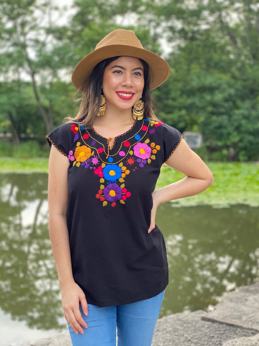 Hand Embroidered Floral Top. Colorful Artisanal Top. Embroidered ...