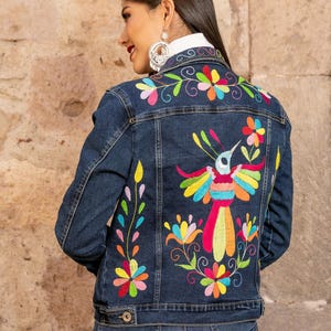 Mexican Floral Embroidered Jeans Jacket. Mexican Artisanal Denim Jacket ...