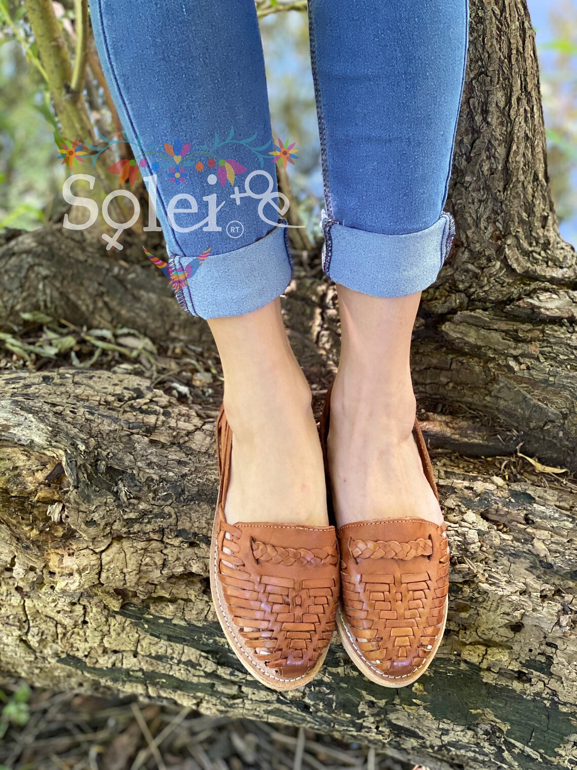 Megan Artisanal Sandal. Mexican Leather Flats. Solid Color | Etsy