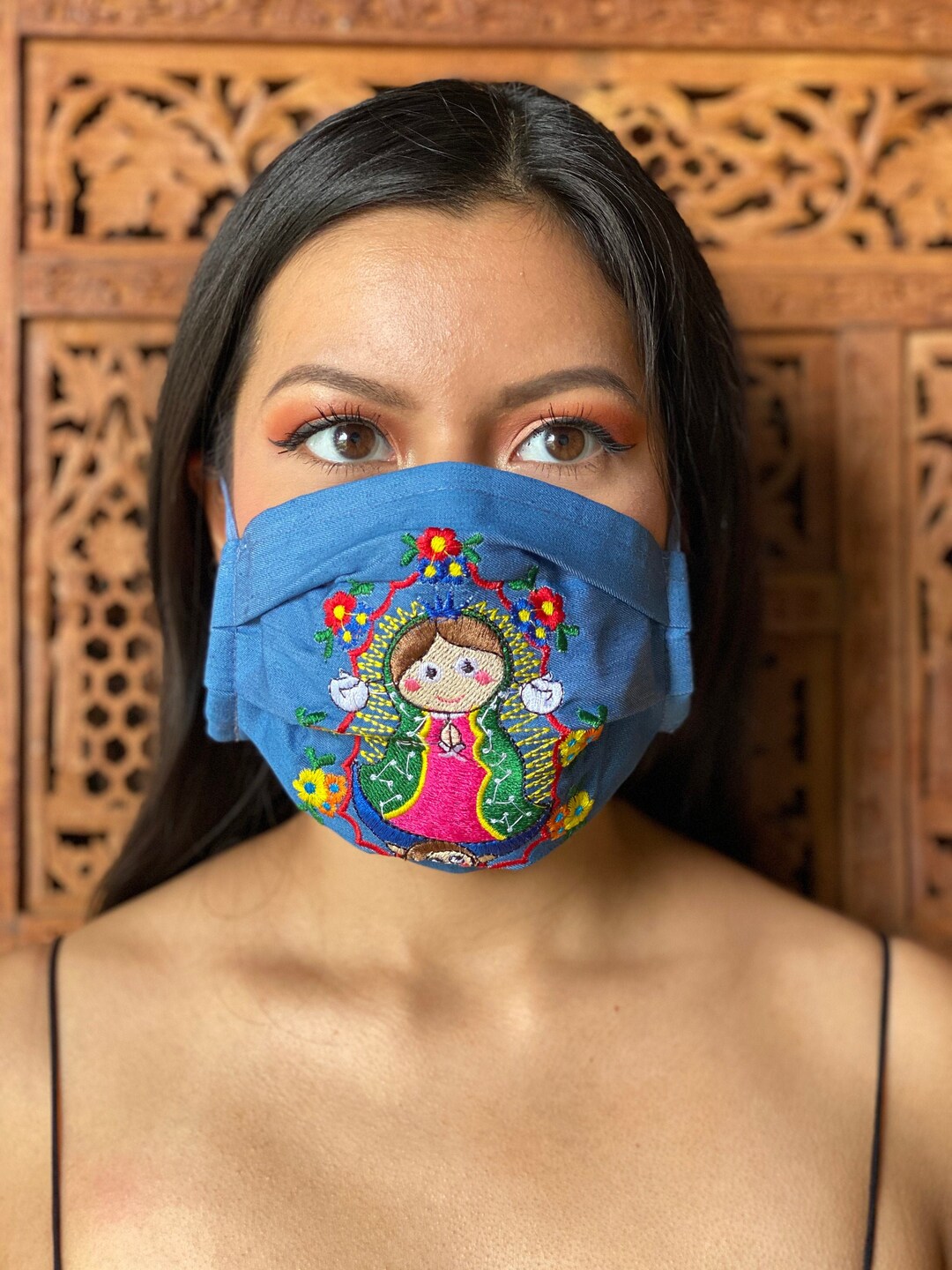 Embroidered Face Masks. Mexican Virgin Mary Face Mask. Reusable Face ...