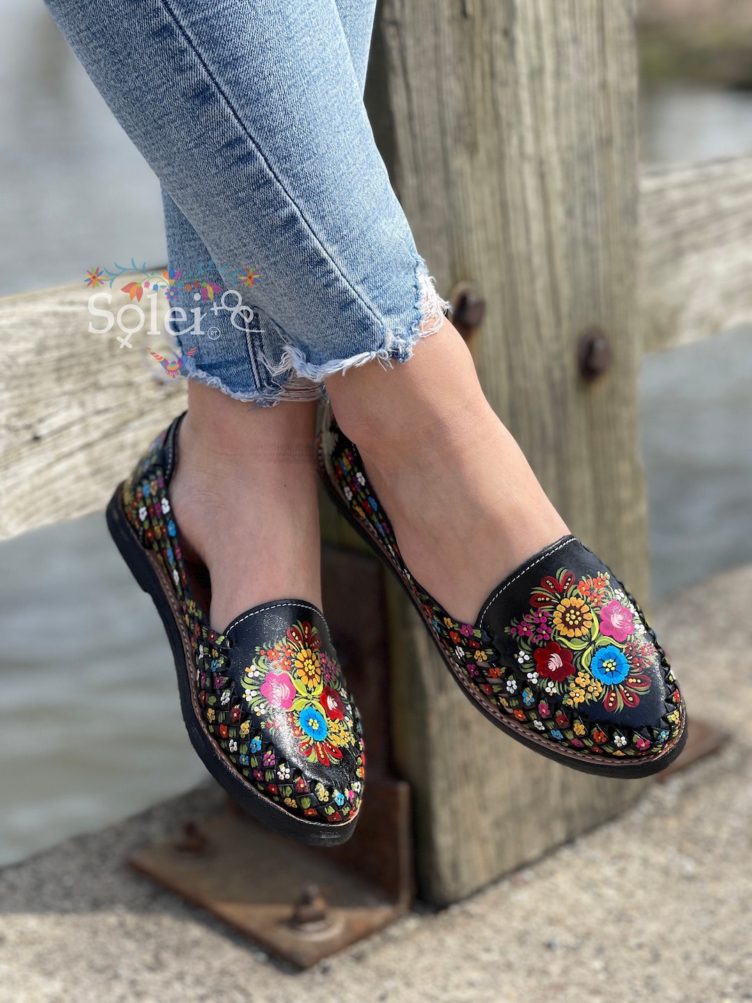 Hand Painted Artisanal Sandals. All Sizes Boho-hippie Vintage. Mexican ...