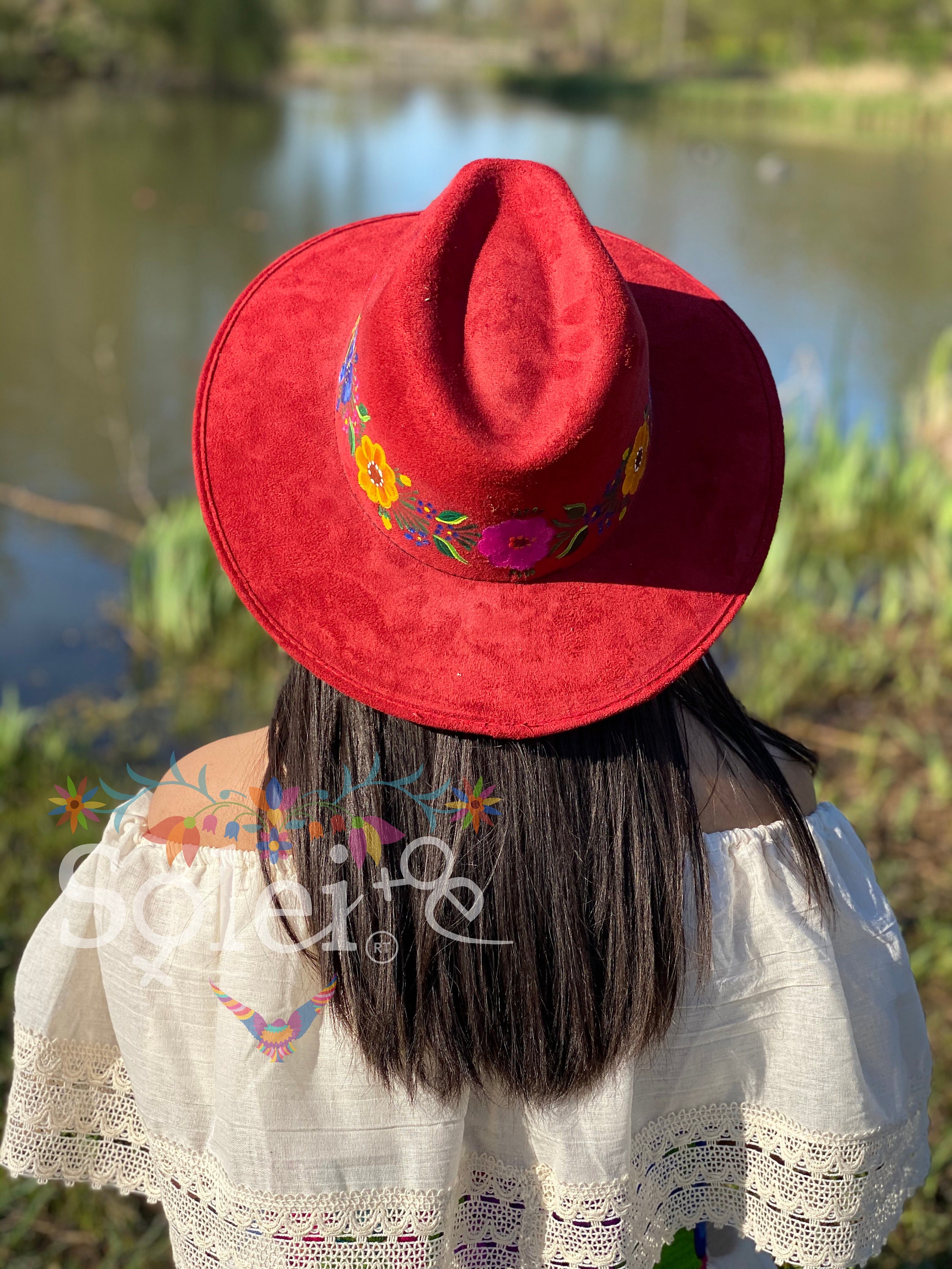 Mexican Artisanal Hat. Hand Painted Sombrero. Colorful Suede Hat ...