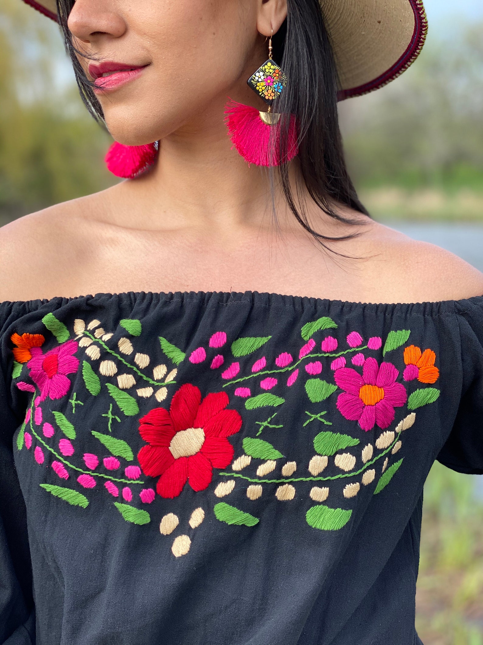 Long Sleeve Crop Top. Mexican Floral Top. Traditional Mexican | Etsy