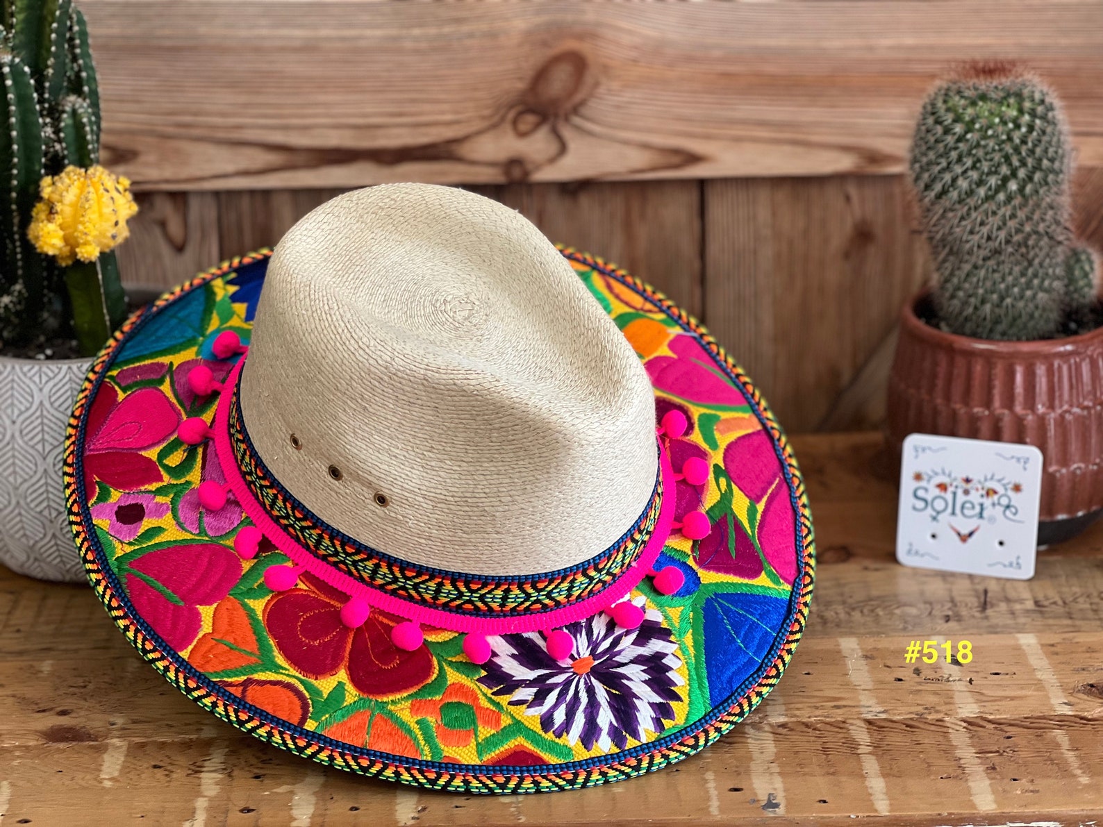 Mexican Palm Hat. Embroidered Hat. Colorful Floral Hat. - Etsy