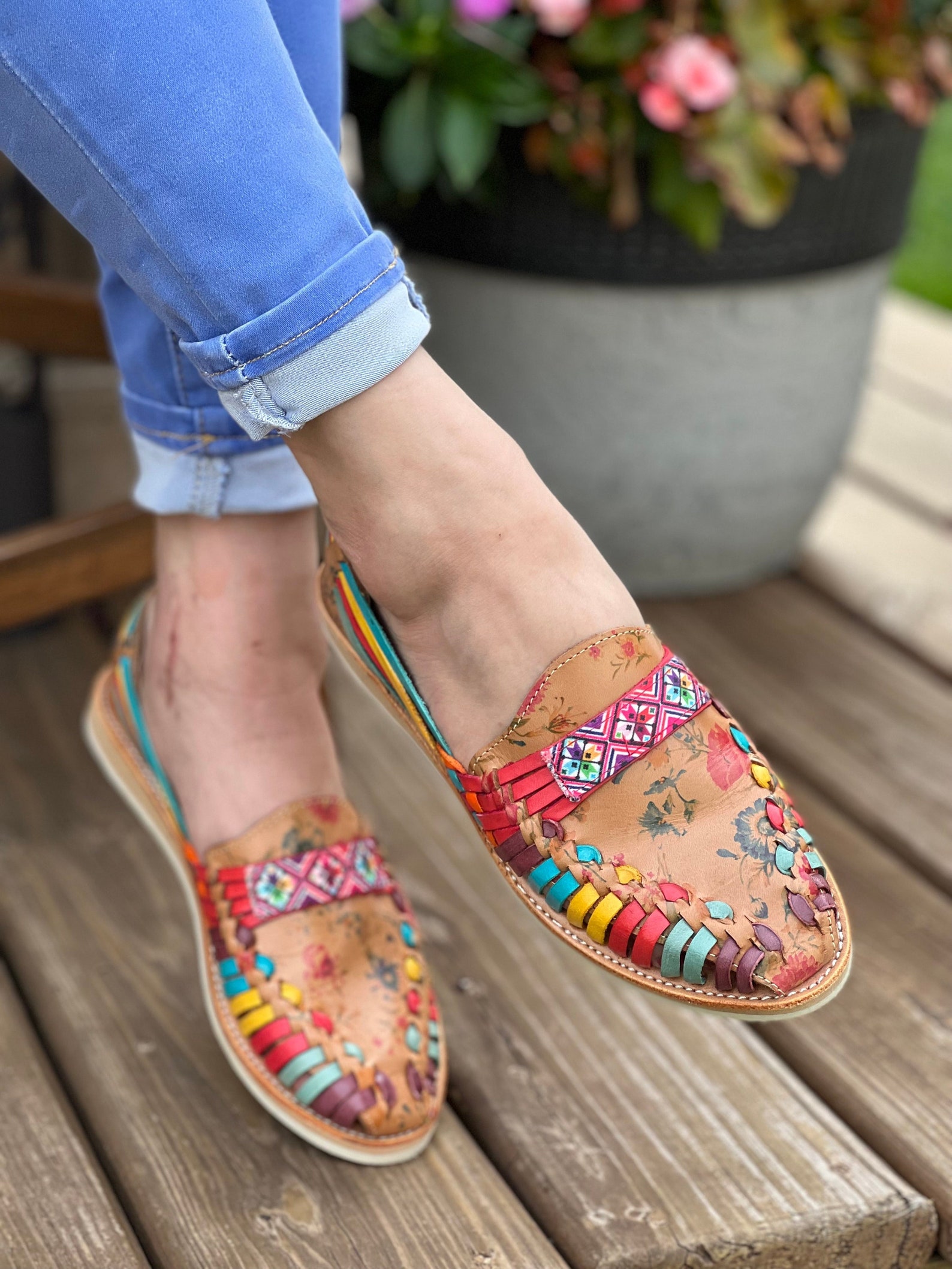 Mexican Huarache. Leather Mexican Sandal. All Size Boho-hippie Vintage ...