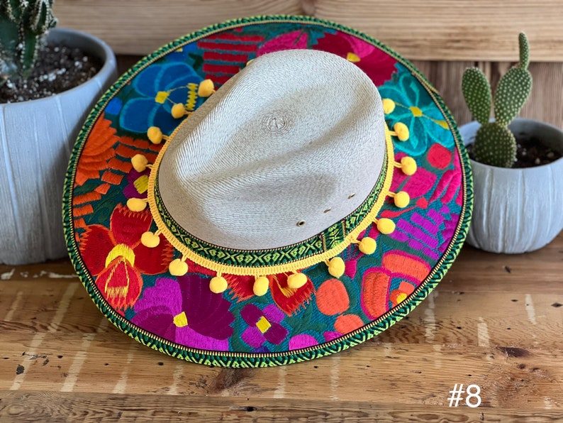 Mexican Palm Hat. Embroidered Hat. Colorful Floral Hat. - Etsy