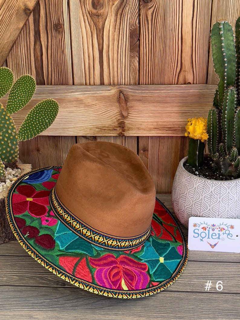 Mexican Artisanal Hat. Embroidered Mexican Hat. Colorful Suede - Etsy