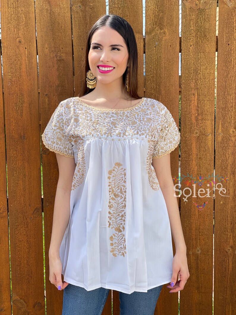 Silk Thread Hand Embroidered Mexican Blouse. Mexican Traditional Blouse ...
