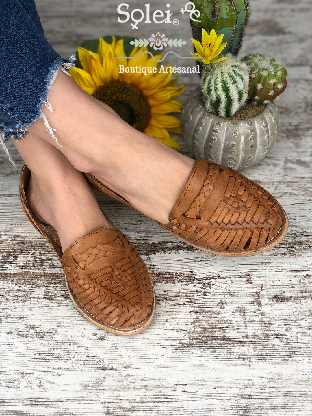 Megan Artisanal Sandal. Mexican Leather Flats. Solid Color Sandal. Cute ...