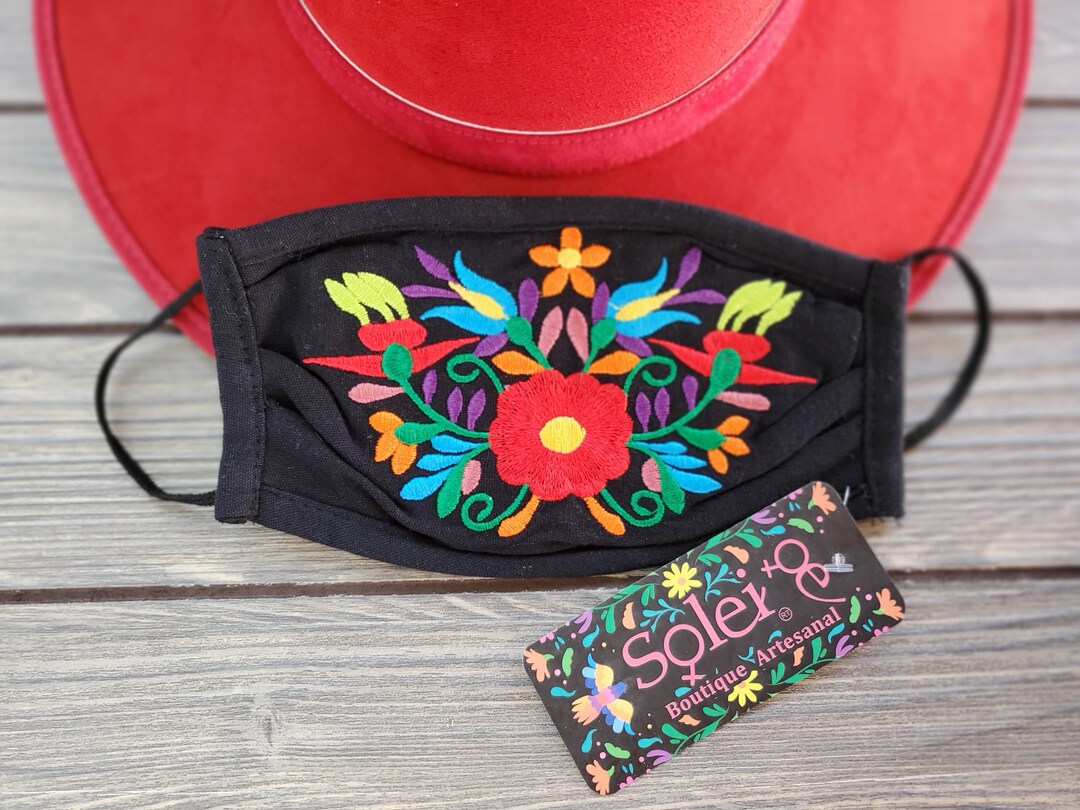 Floral Embroidered Face Masks. Mexican Floral Face Mask. Reusable Face ...