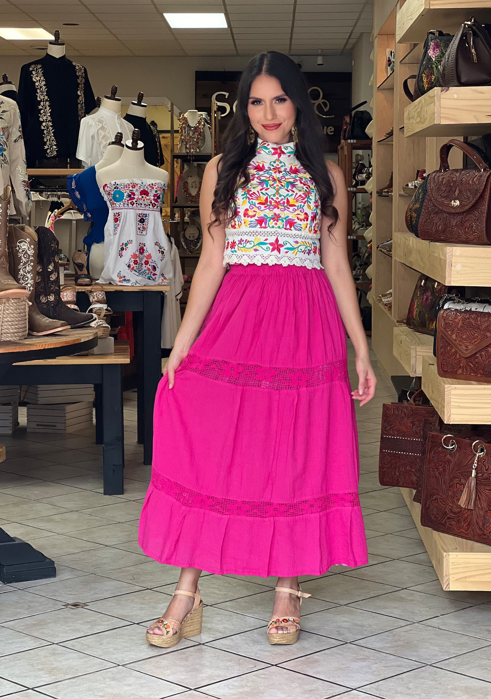 Mexican Maxi Skirt. Mexican Colorful Skirt. Traditional Long Skirt ...