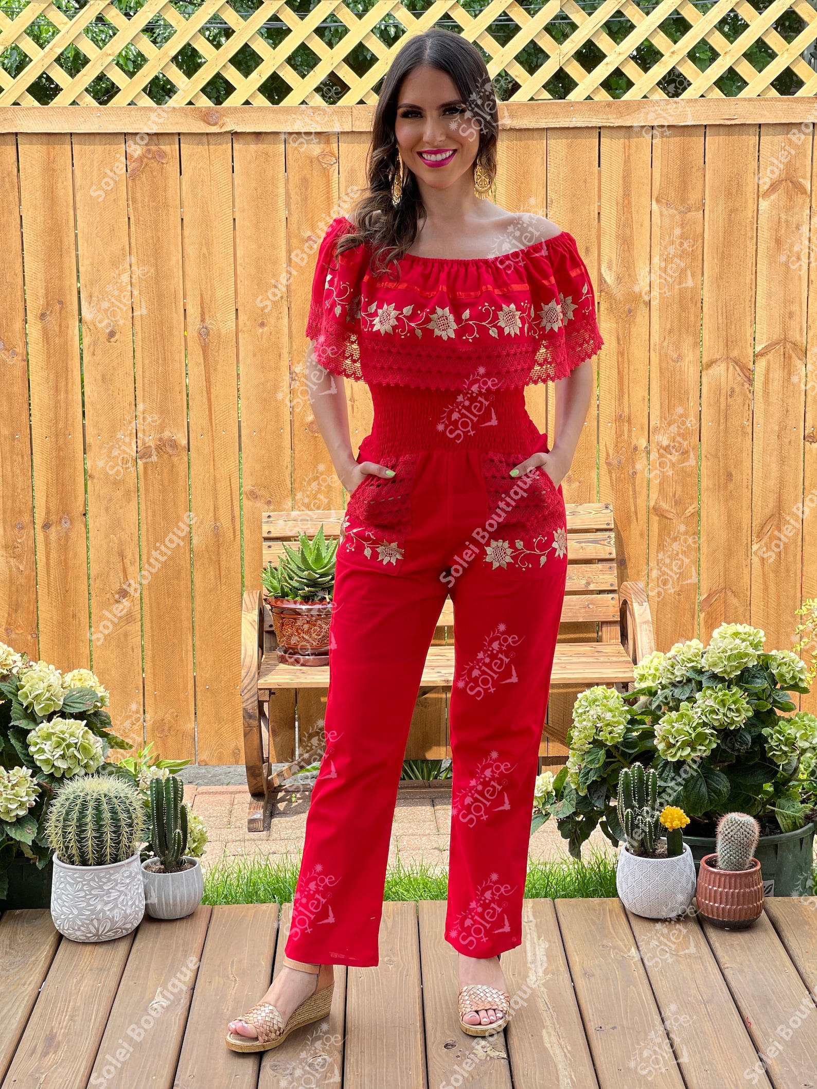 Mexican Floral Jumpsuit. Lace Trim off the Shoulder Jumpsuit. - Etsy