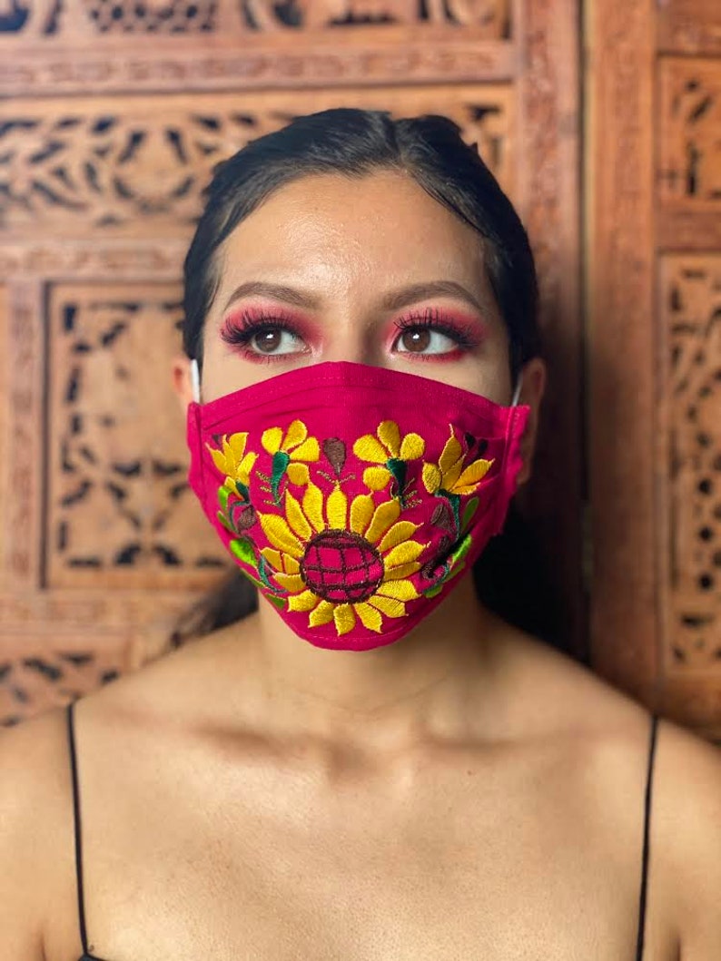 Sunflower Embroidered Face Masks. Beautiful Floral Face Mask. - Etsy