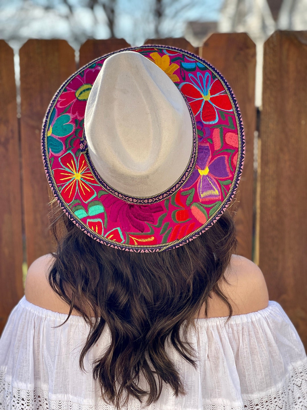 Mexican Artisanal Hat. Embroidered Mexican Hat. Colorful Suede Hat ...