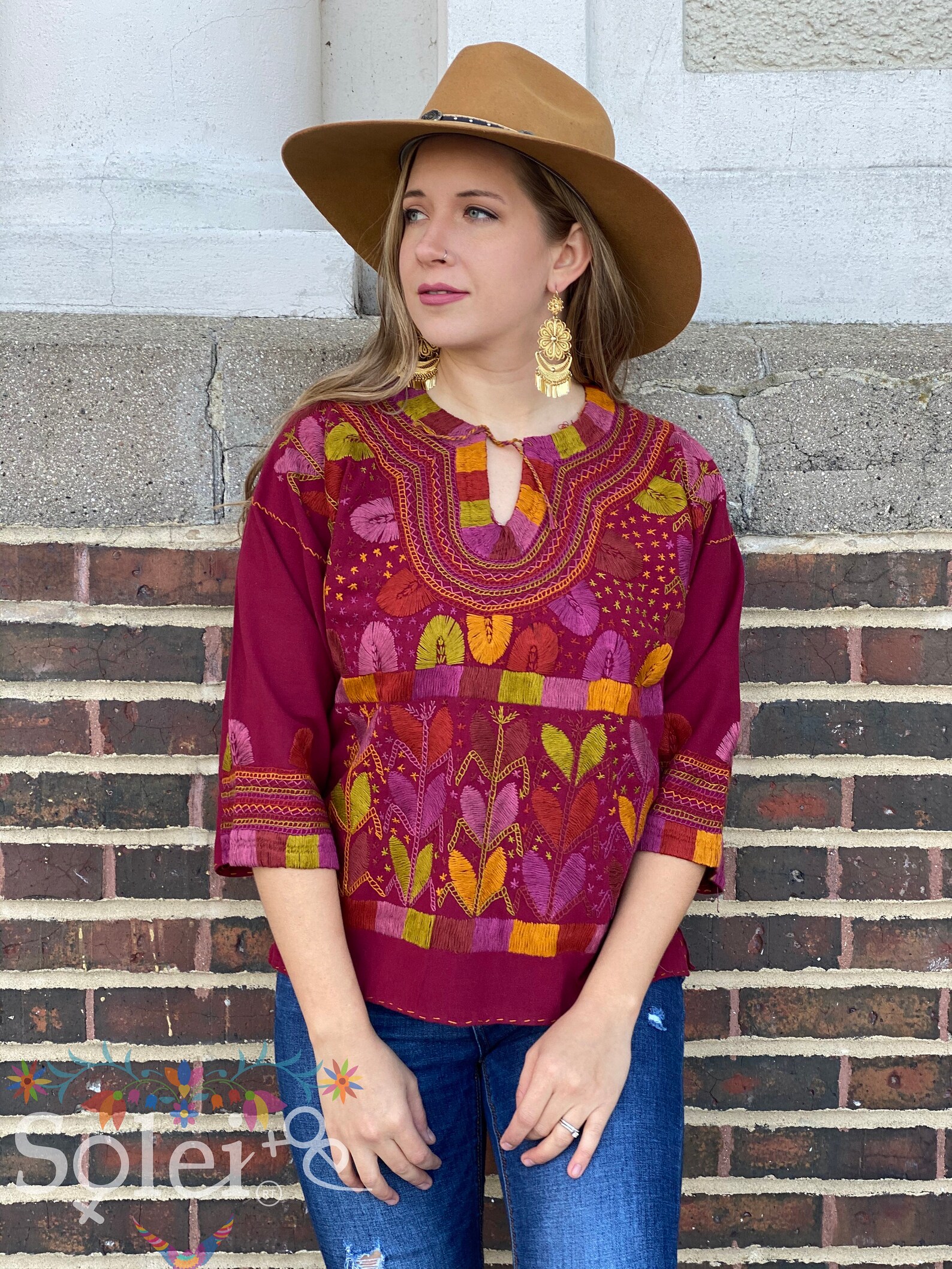 Hand Embroidered Mexican Blouse. Traditional Mexican Top. Multicolor ...