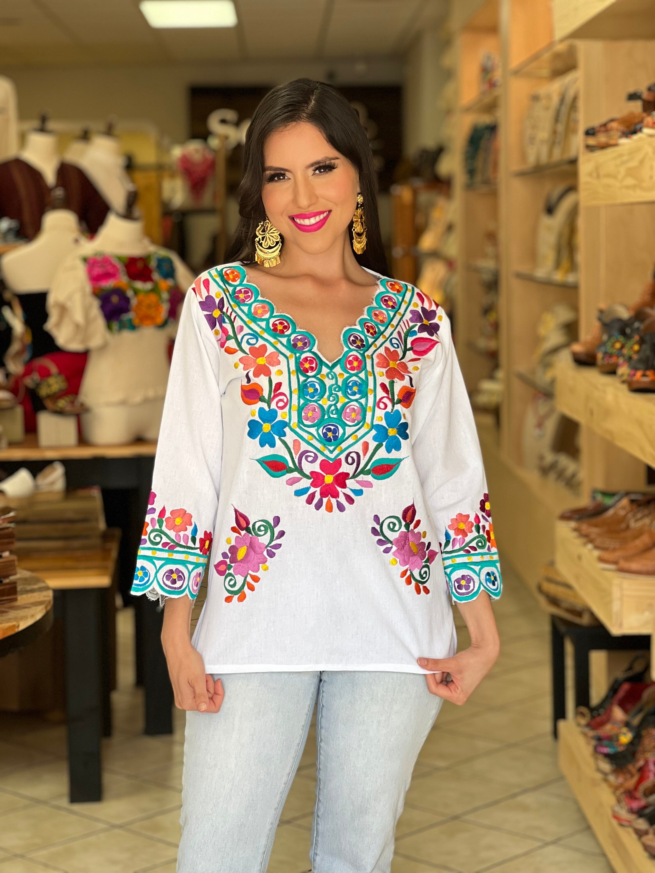 Blusa Floral Colorido. Blusa Mexicana Floral. Tallas de S a - Etsy México