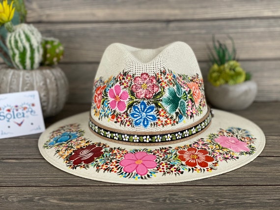 Mexican Artisanal Hat. Hand Painted Hat. Colorful Floral Hat. | Etsy