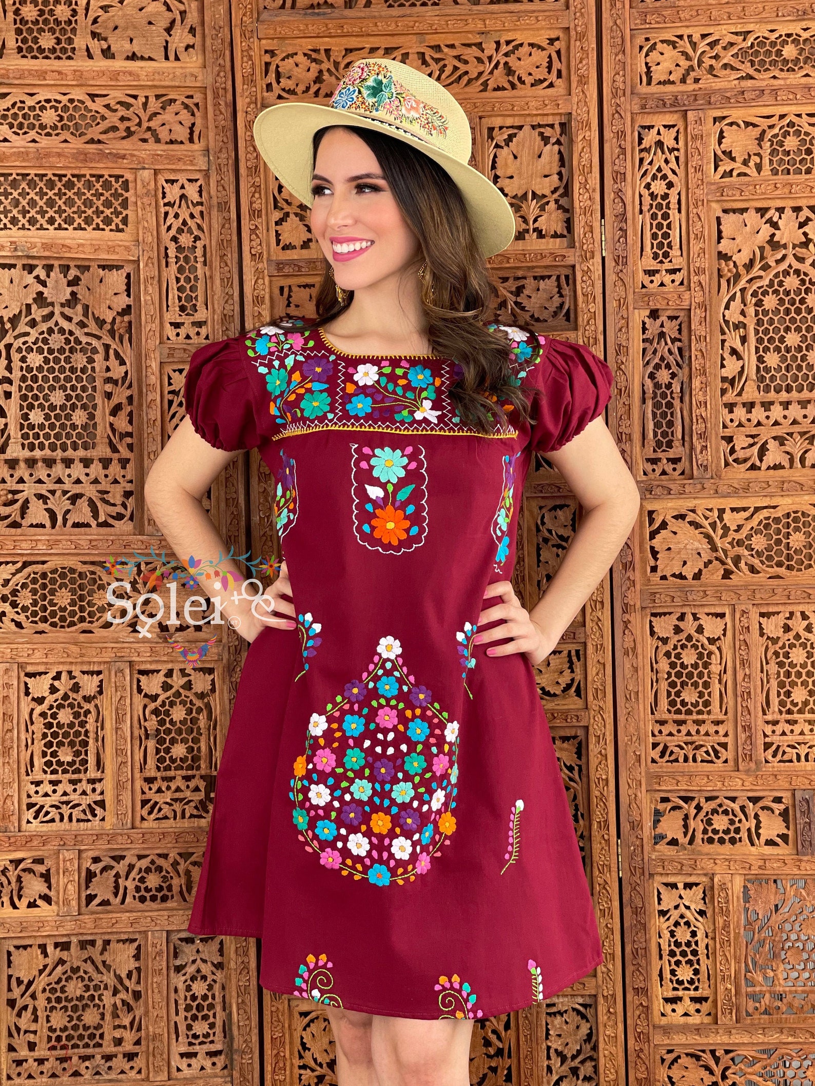 Mexican Floral Embroidered Dress. Hand Embroidered Dress. - Etsy