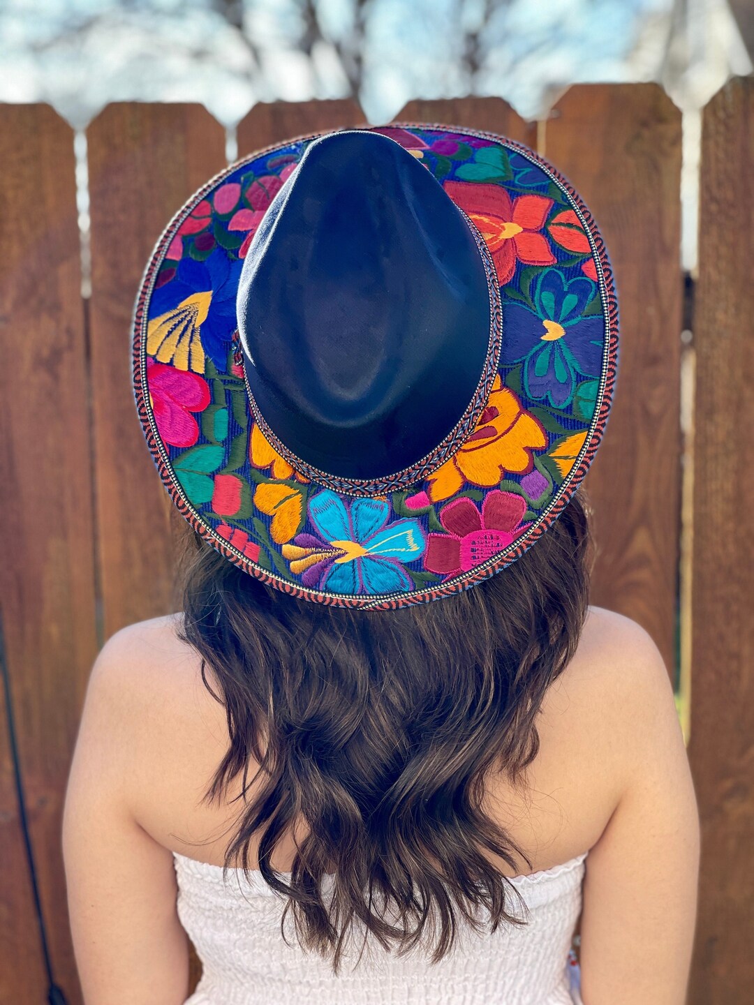 Mexican Artisanal Hat. Embroidered Mexican Hat. Colorful Suede Hat ...