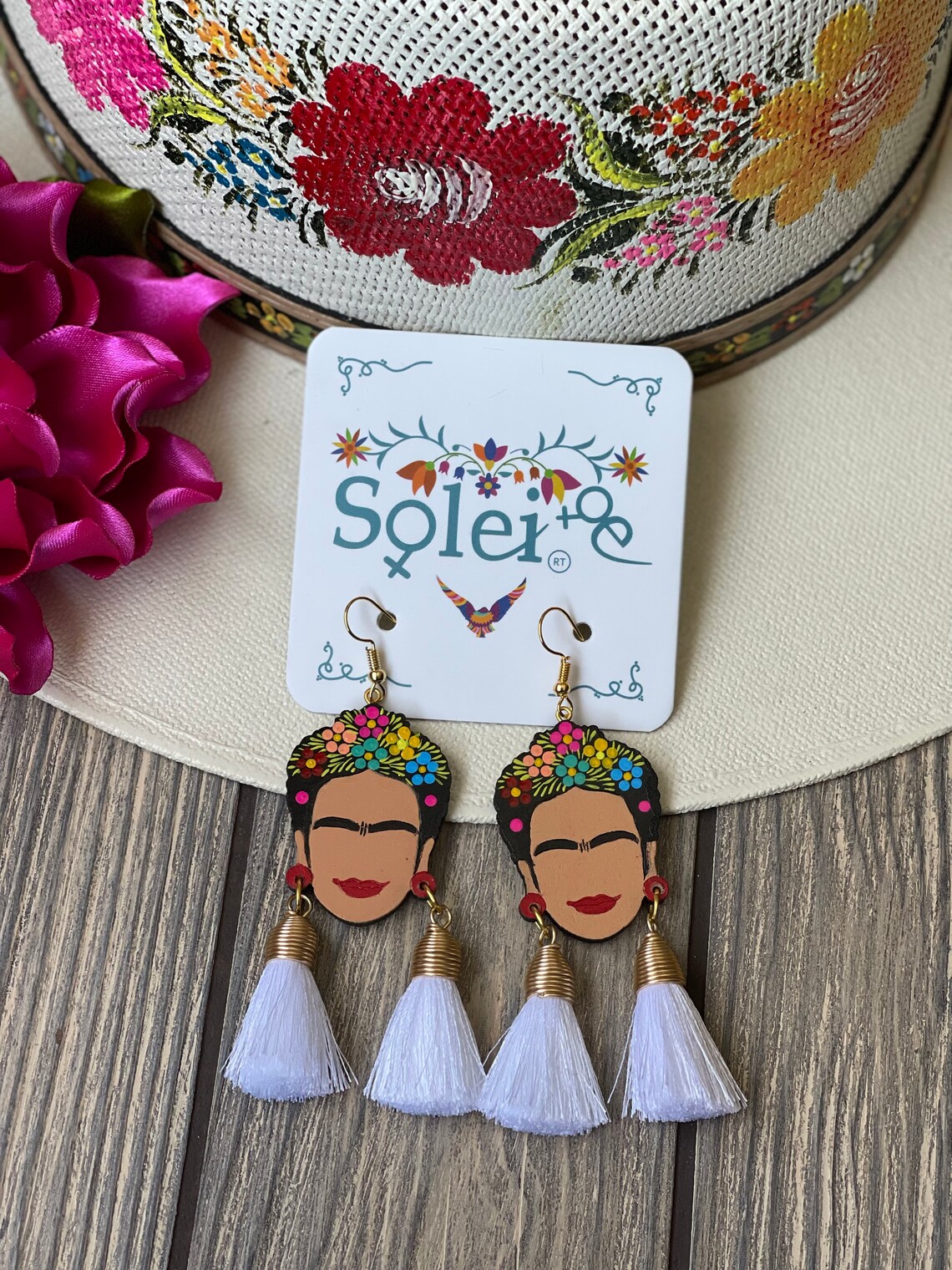 Hand Painted Artisanal Earrings. Frida Kahlo Earrings. Silk - Etsy