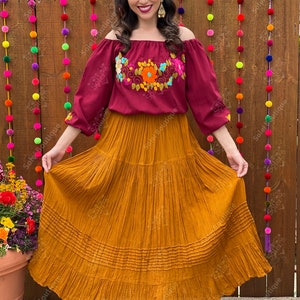 Mexican Maxi Skirt. Mexican Colorful Skirt. Traditional Long Skirt ...