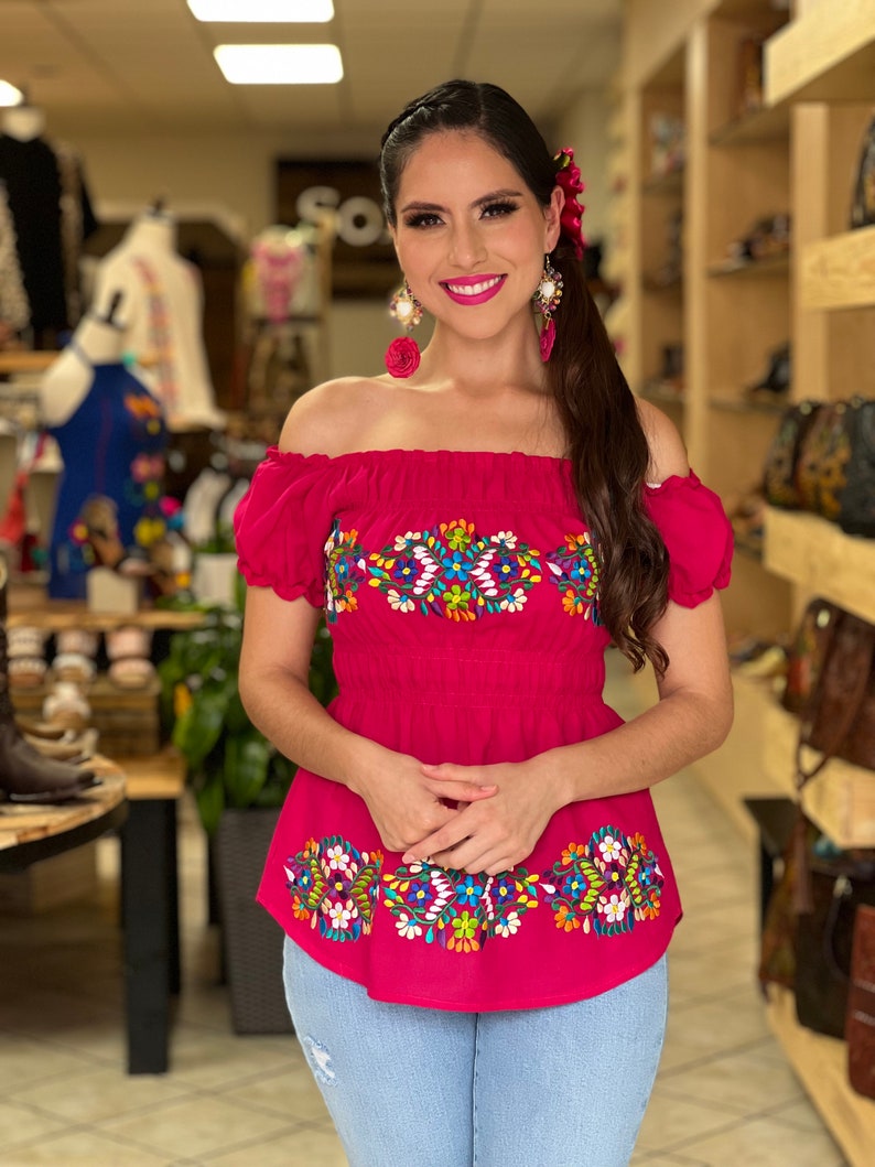 Floral Embroidered Mexican Top. Size S 2X. Typical Mexican - Etsy